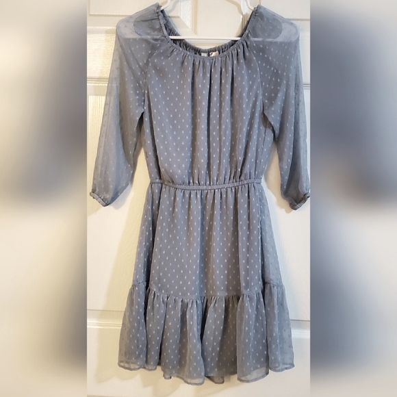 Divided | Dresses | Divided Hm Blue Mini Dress With Sheer Long Sleeves ...